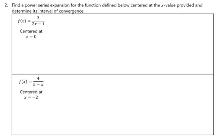 Solved Find a power series expansion for the function | Chegg.com