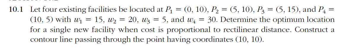 Solved Solve Problem 10.1 ﻿as a minisum planar location | Chegg.com