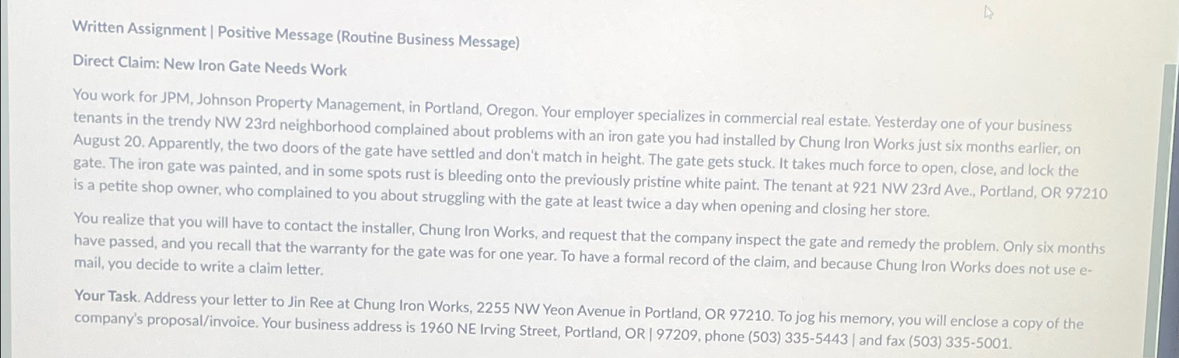 Solved Written Assignment | ﻿Positive Message (Routine | Chegg.com