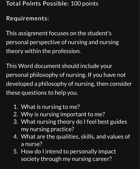 Solved Total Points Possible: 100 points Requirements: This | Chegg.com