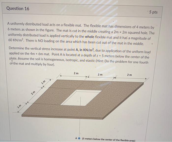 Solved A uniformly distributed load acts on a flexible mat. | Chegg.com