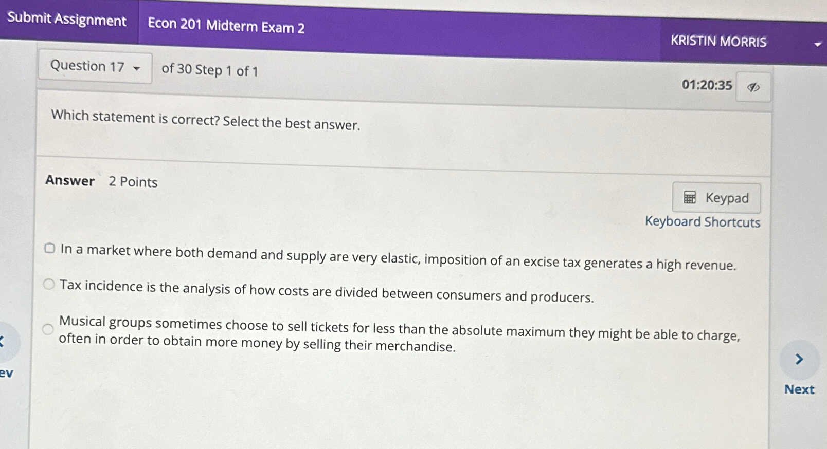 Solved Submit AssignmentEcon 201 ﻿Midterm Exam 2KRISTIN | Chegg.com
