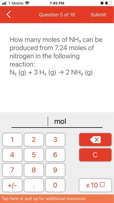 Solved How many moles of NH3 can be produced from 7.24 moles | Chegg.com