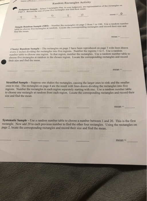 Solved Random Rectangles Activity Se rectangles that in your | Chegg.com