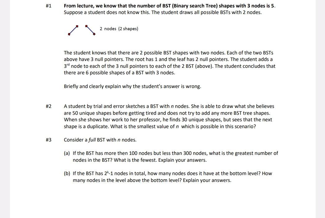 Solved From lecture, we know that the number of BST (Binary | Chegg.com
