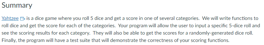 Solved Sample Output An inputted roll (a Yahtzee of 4 s in | Chegg.com
