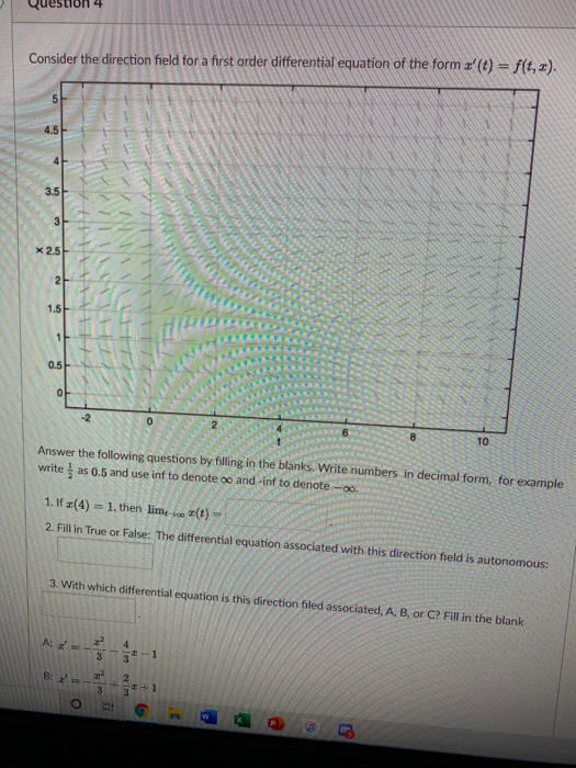 Solved estion Consider the direction field for a first order | Chegg.com