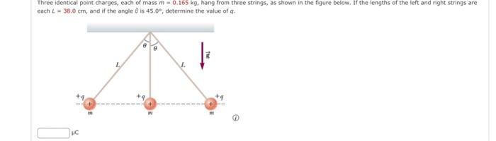 Solved Three identical point charges, each of mass m=0.165 | Chegg.com