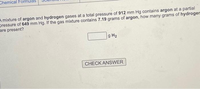 Solved mixture of argon and hydrogen gases at a total | Chegg.com