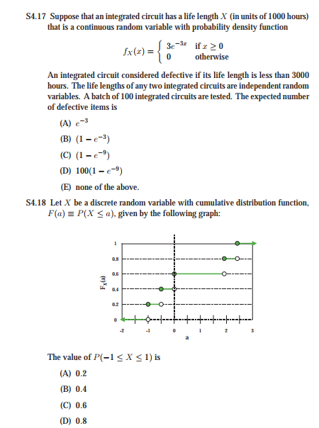 Solved S4.1 ﻿If x ﻿is a discrete random variable | Chegg.com