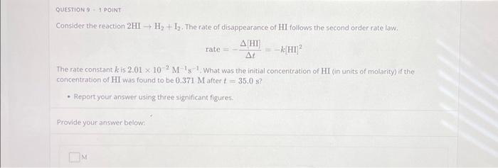 Solved Consider the reaction 2HI→H2+I2. The rate of | Chegg.com