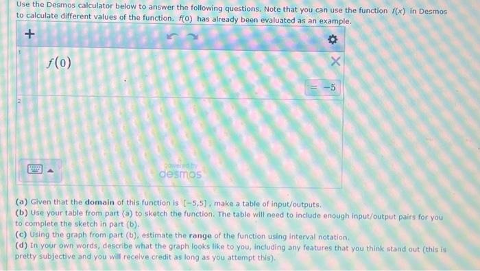 Use the Desmos calculator below to answer the | Chegg.com