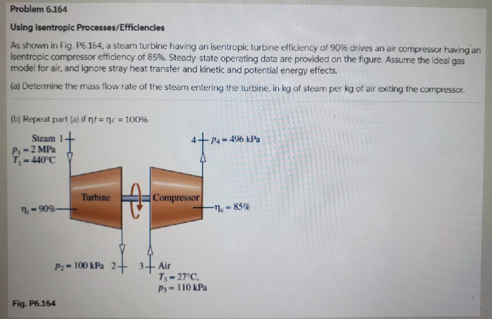 Solved Problem 6.164 Using Isentropic Processes/Efficiencies | Chegg.com