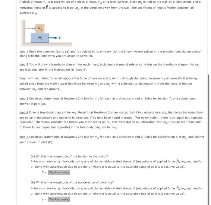 Solved A block of mass m1 is placed on top of a block of | Chegg.com