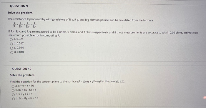 Solved QUESTIONS Solve the problem. The resistance R | Chegg.com