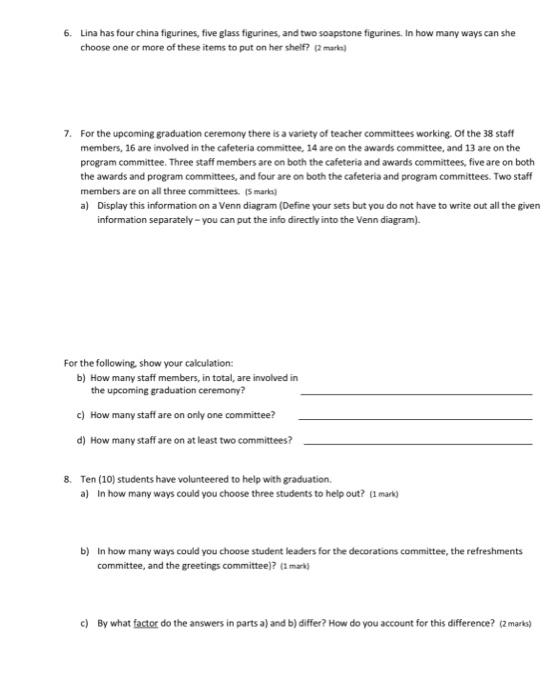 Solved MDM4U Assignment: Permutations & Combinations You | Chegg.com