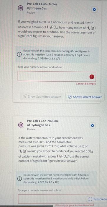 Solved Pre-Lab 11.4b - Moles Hydrogen Gas Review O If you | Chegg.com