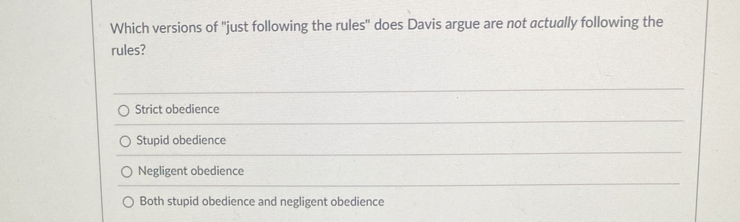 Solved Which versions of "just following the rules" does | Chegg.com