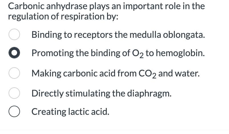 Solved Carbonic anhydrase plays an ﻿important role in | Chegg.com