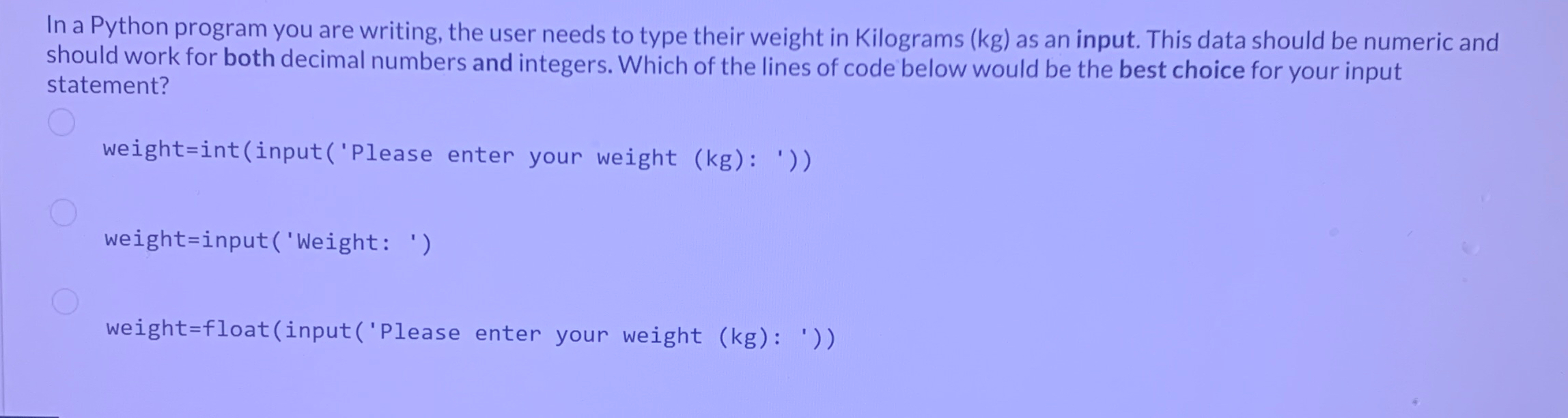 Solved In a Python program you are writing, the user needs | Chegg.com