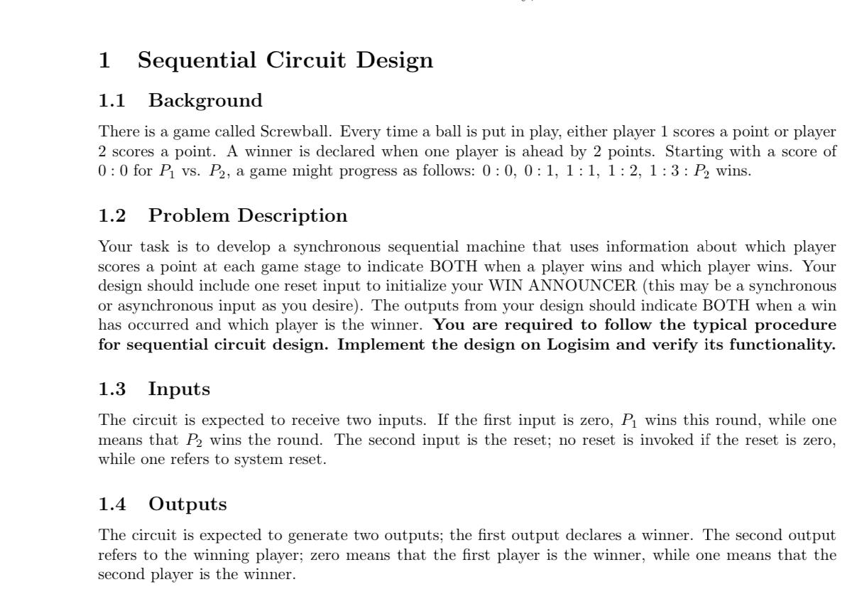 Solved 1 ﻿Sequential Circuit Design1.1 ﻿BackgroundThere is a | Chegg.com