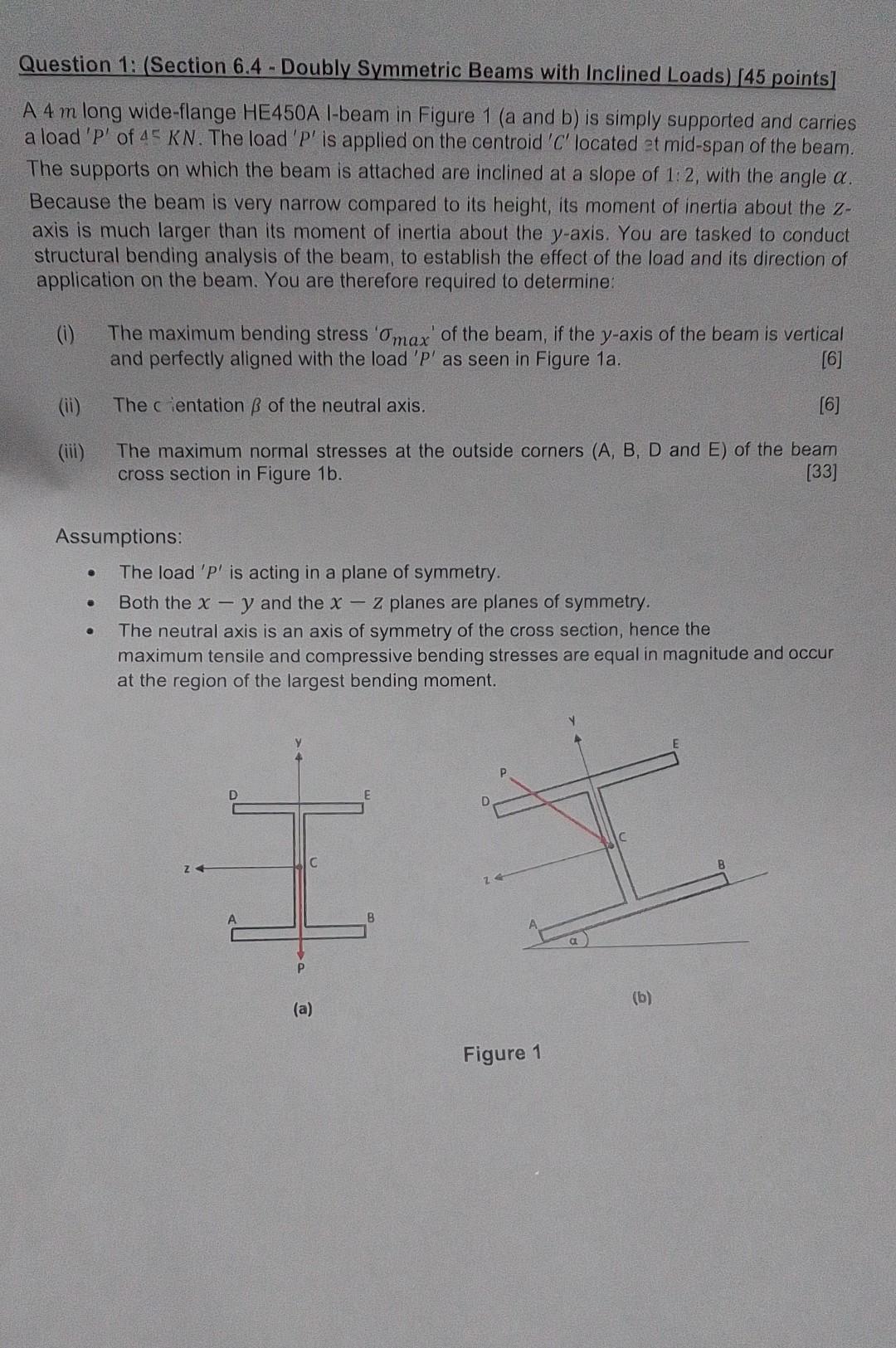 Solved Question 1: (Section 6.4 - Doubly Symmetric Beams | Chegg.com