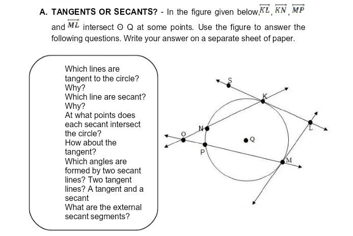 Solved A. TANGENTS OR SECANTS? - In the figure given below, | Chegg.com