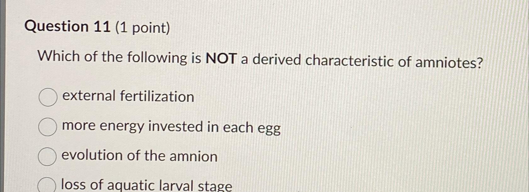 Solved Question 11 (1 ﻿point)Which of the following is NOT a | Chegg.com
