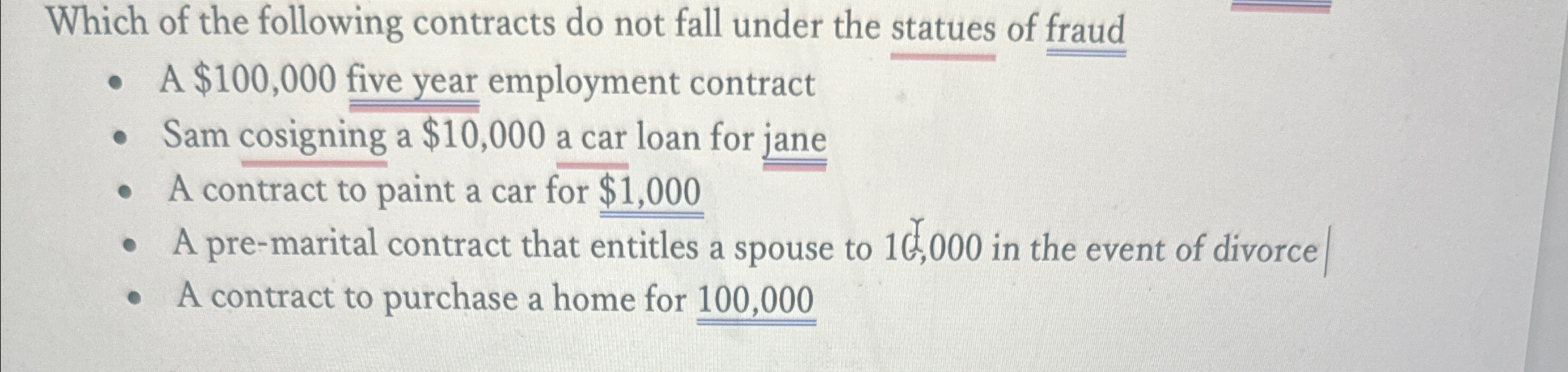 Solved Which of the following contracts do not fall under | Chegg.com