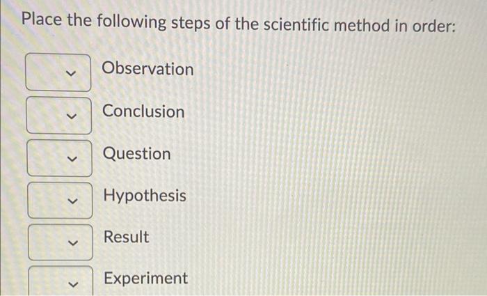 Solved Place the following steps of the scientific method in | Chegg.com