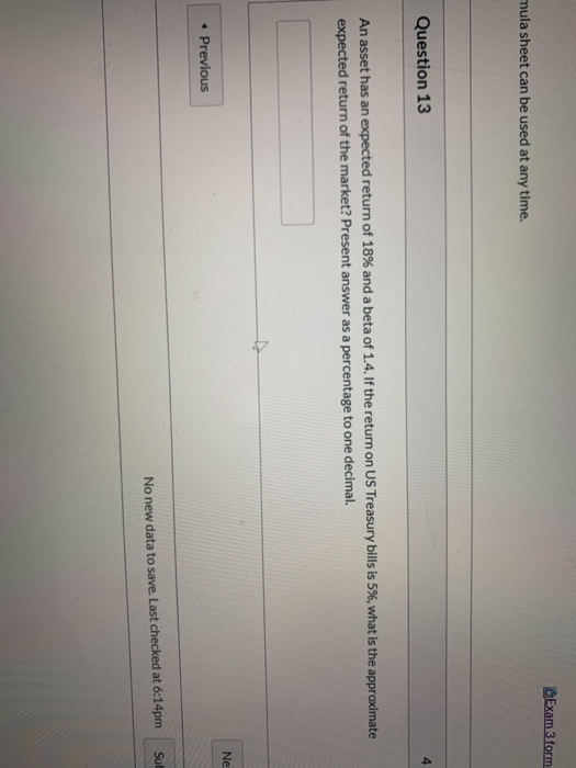 Solved Exam 3 form mula sheet can be used at any time. | Chegg.com