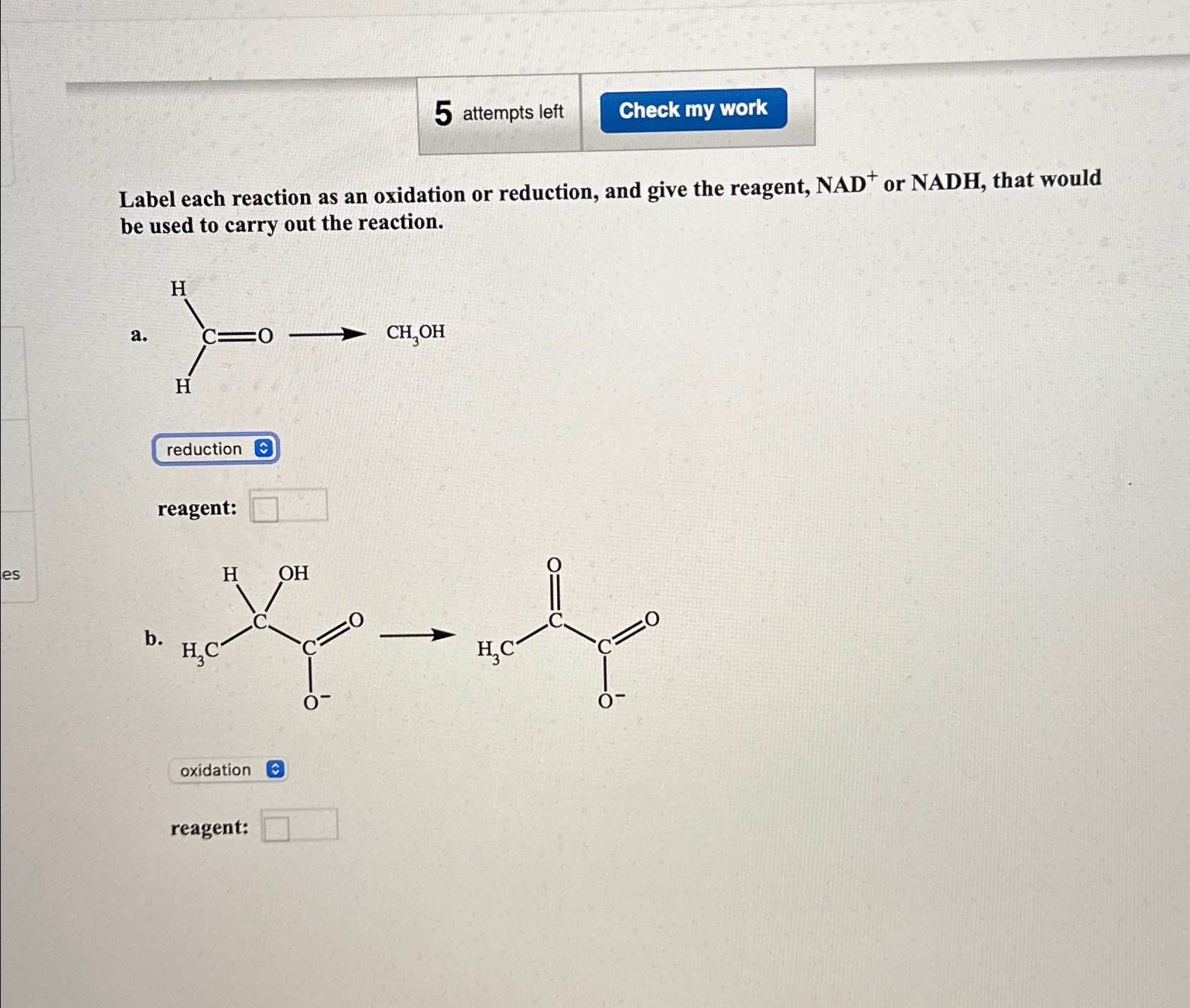 Solved 5 ﻿attempts leftLabel each reaction as an oxidation | Chegg.com