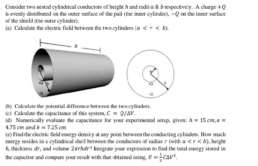 Solved Consider two nested cylindrical conductors of height | Chegg.com