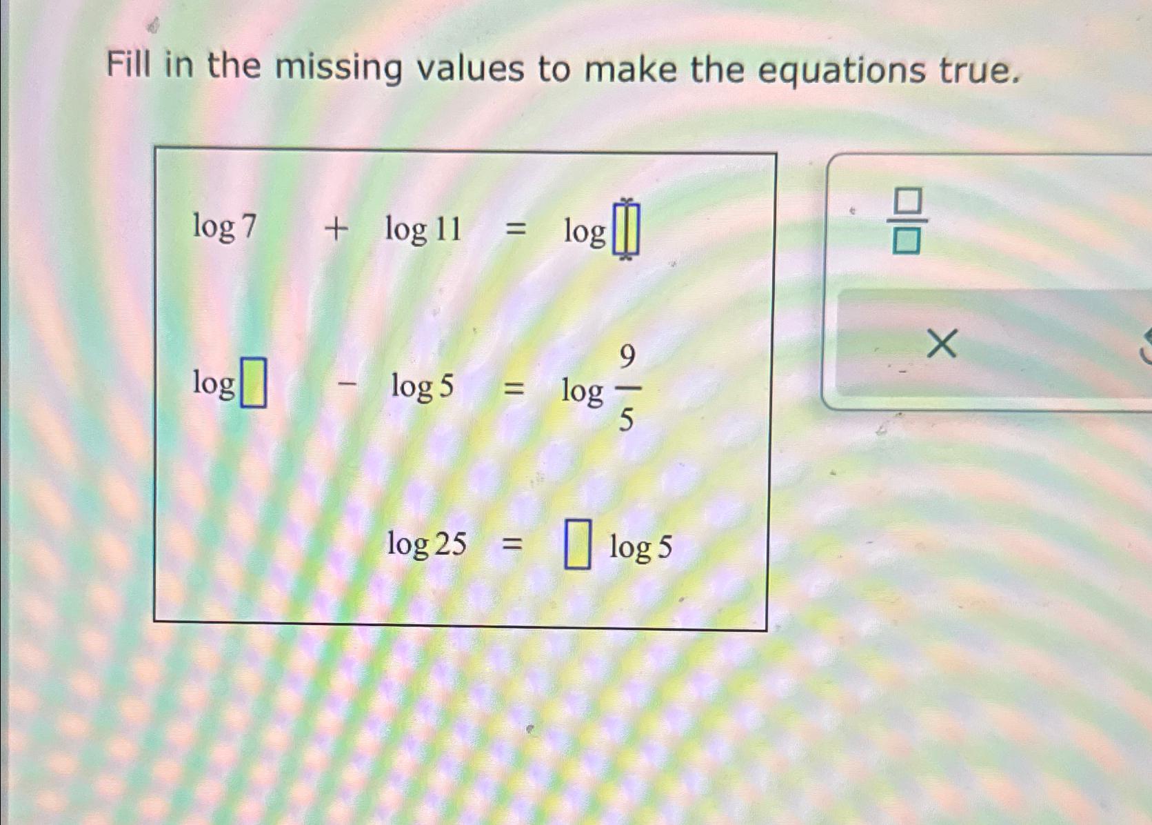 Solved Fill in the missing values to make the equations | Chegg.com