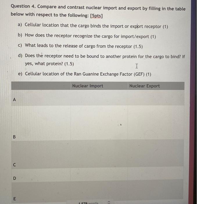 [Solved]: Question 4. Compare and contrast nuclear import a
