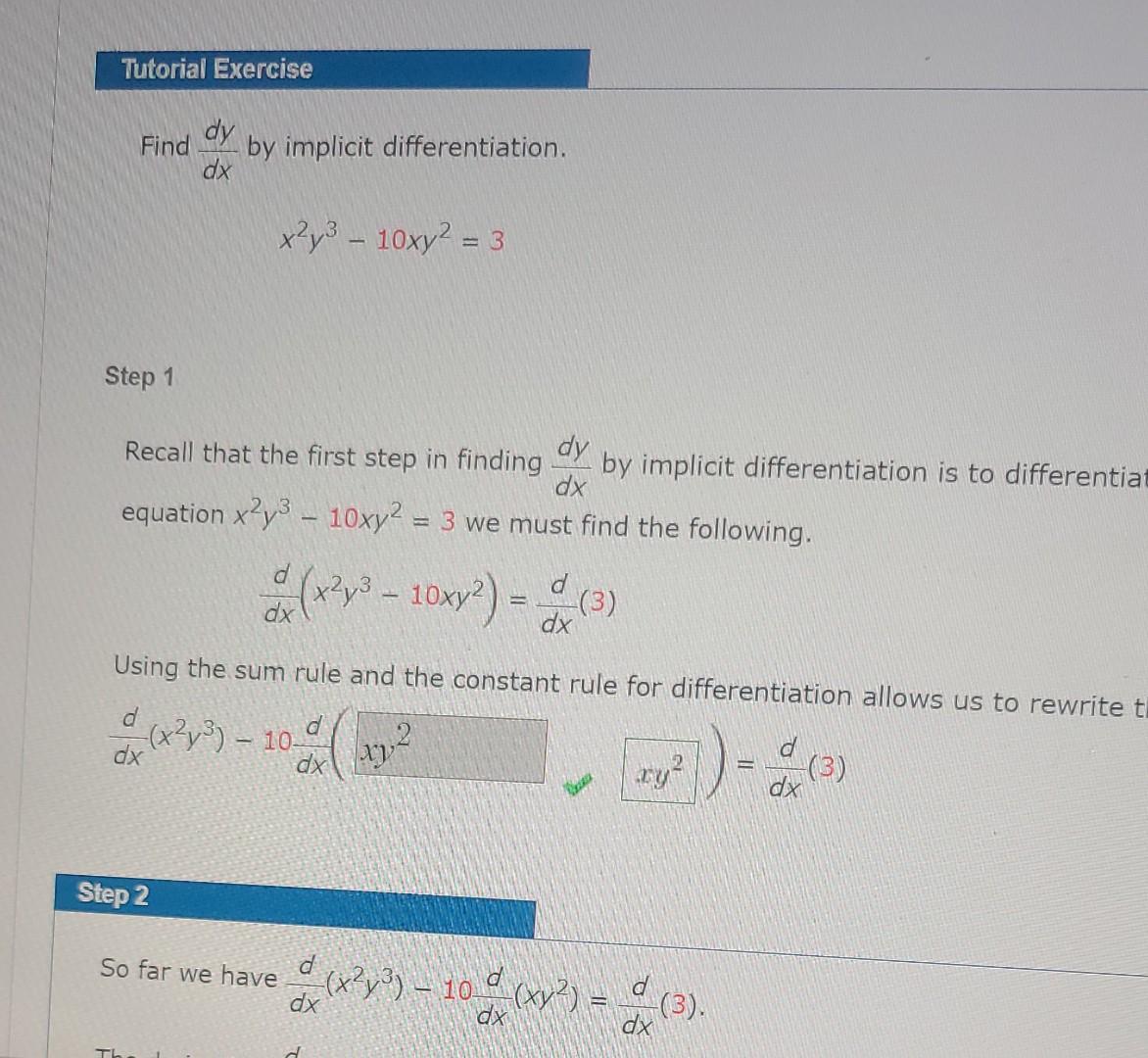 Solved Tutorial Exercise Find dy by implicit | Chegg.com