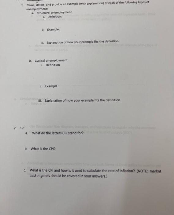 Solved 1. Name, define, and provide an example (with | Chegg.com