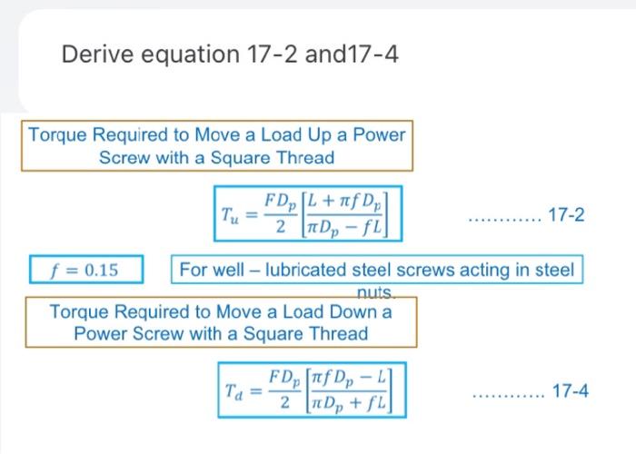 Solved Derive equation 17-2 and17-4 Torque Required to Move | Chegg.com