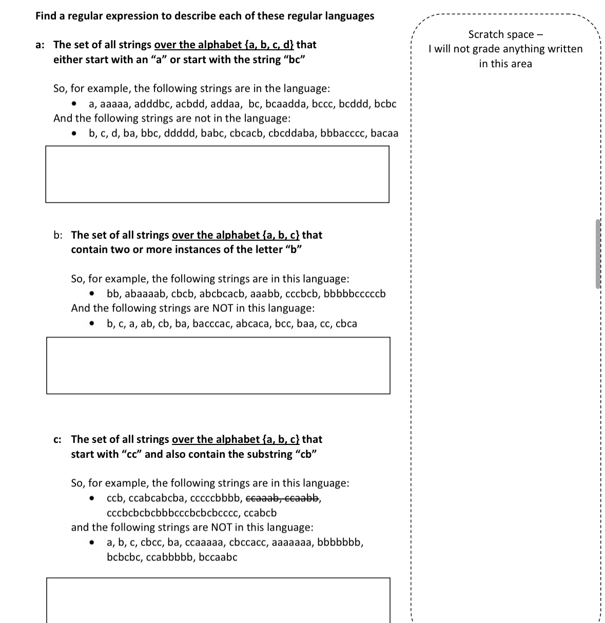 Solved Find a regular expression to describe each of these | Chegg.com