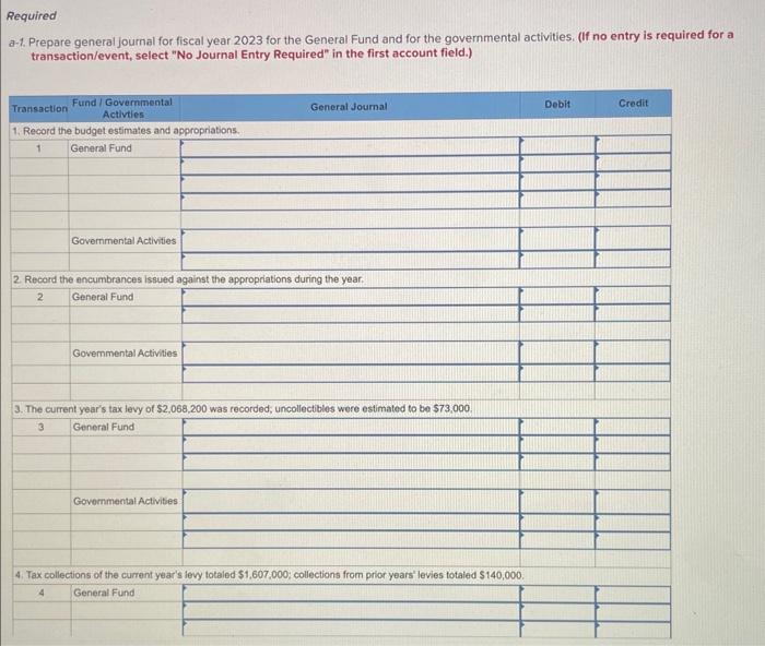 Solved a-1. Prepare general journal for fiscal year 2023 | Chegg.com