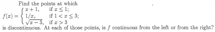 Solved Find the points at which f(x) = is discontinuous. | Chegg.com