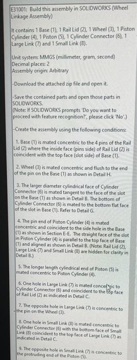 E31001: Build this assembly in SOLIDWORKS (Wheel | Chegg.com