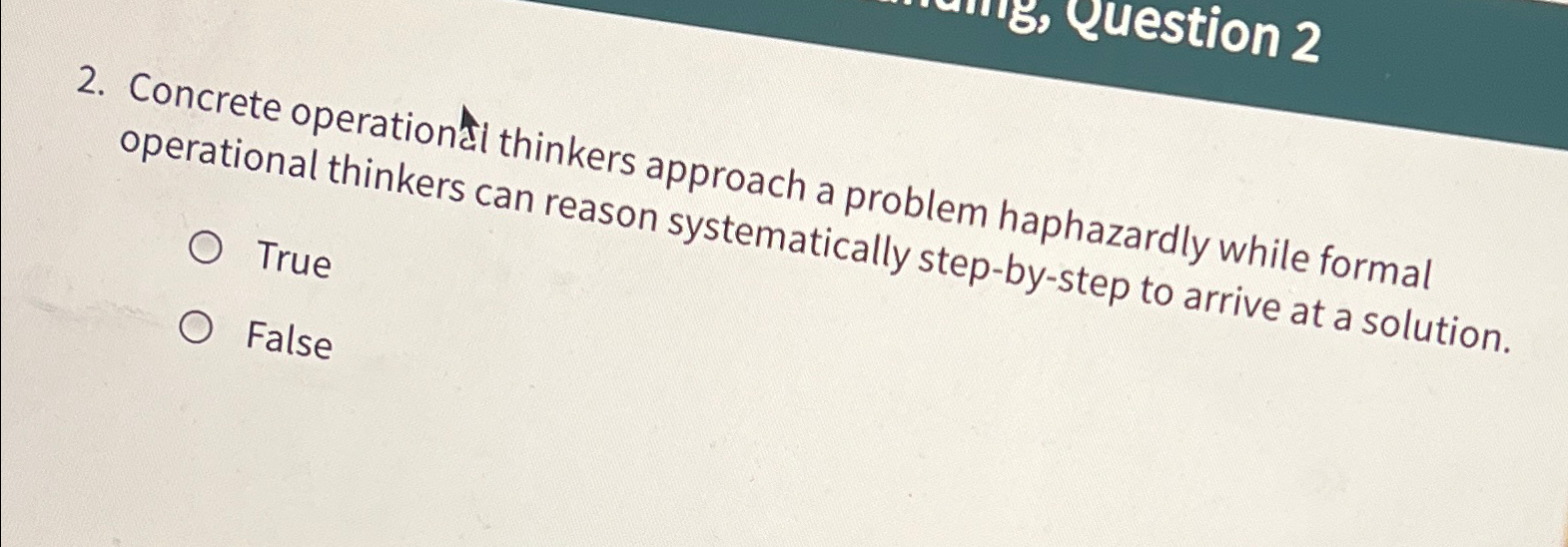 Solved Concrete operation il thinkers approach a problem | Chegg.com