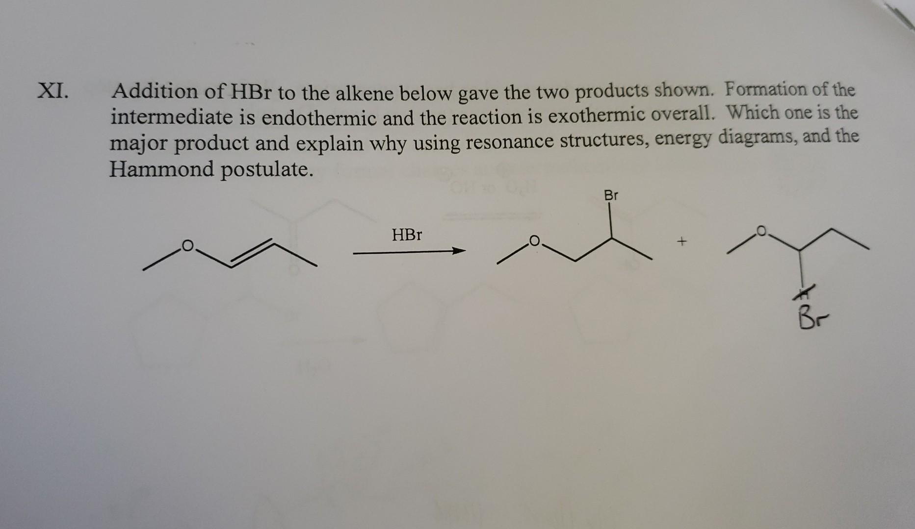 Solved Addition of HBr to the alkene below gave the two | Chegg.com