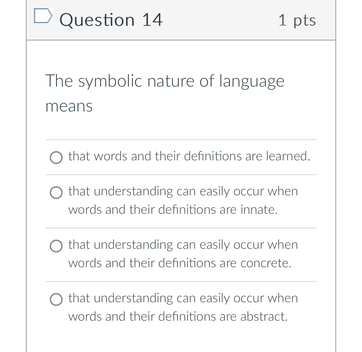 Solved Question 141ptsThe symbolic nature of language | Chegg.com