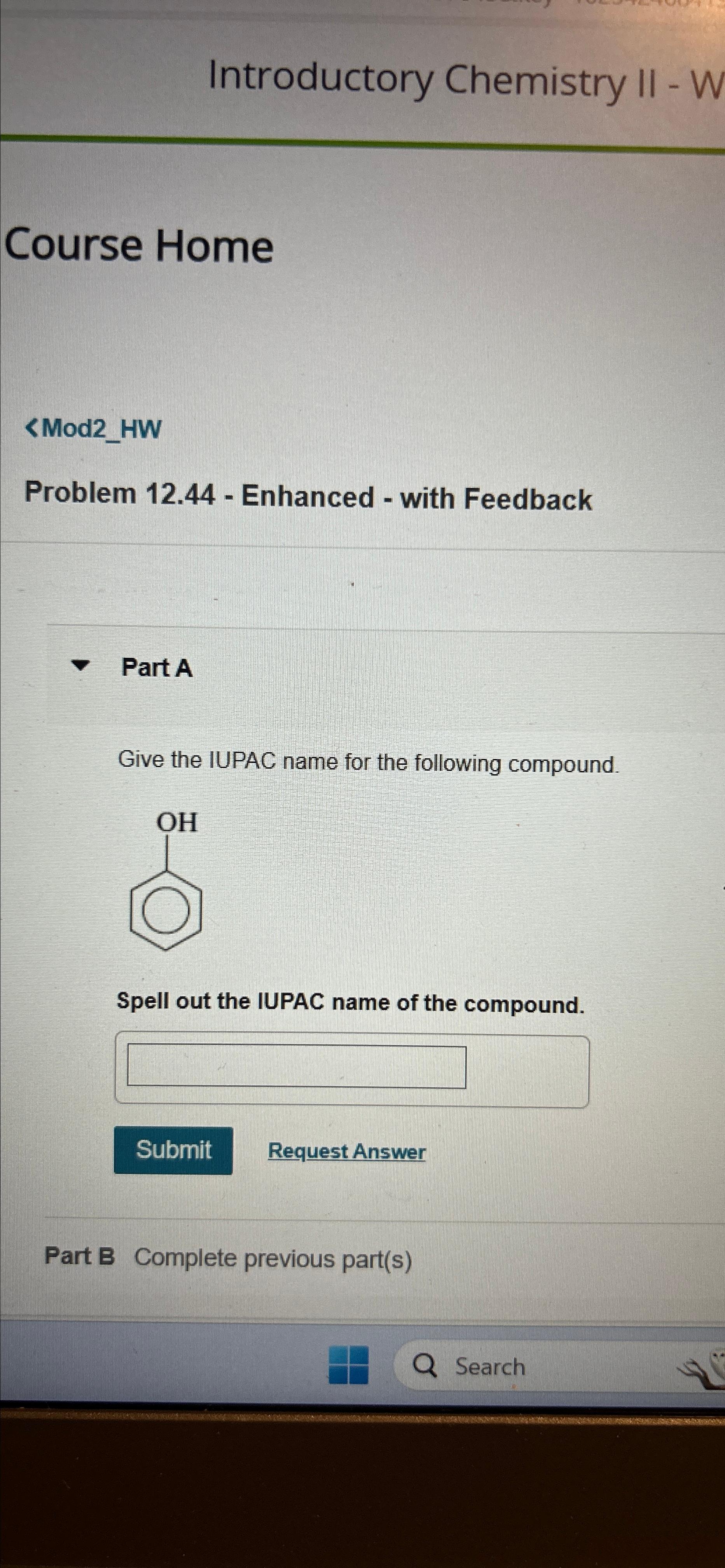 Solved Introductory Chemistry II - ﻿WCourse Home | Chegg.com