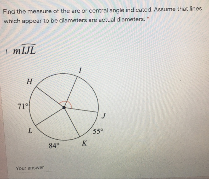 Solved Find the measure of the arc or central angle | Chegg.com