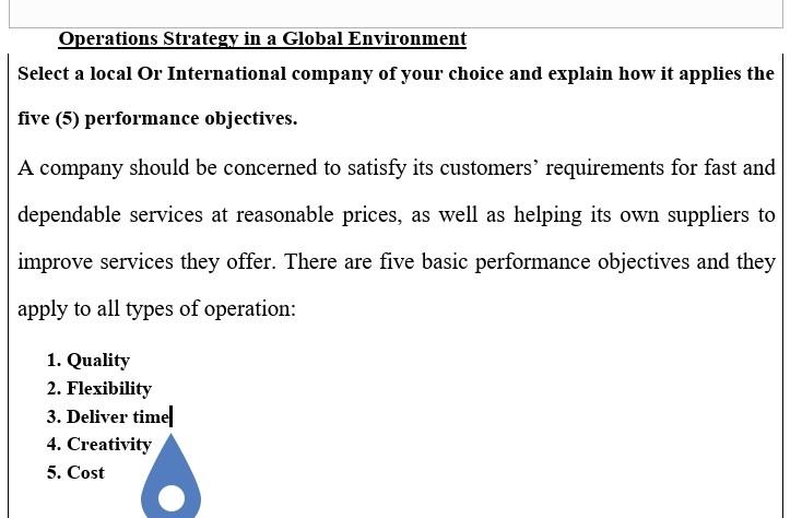 Solved Operations Strategy in a Global Environment Select a | Chegg.com