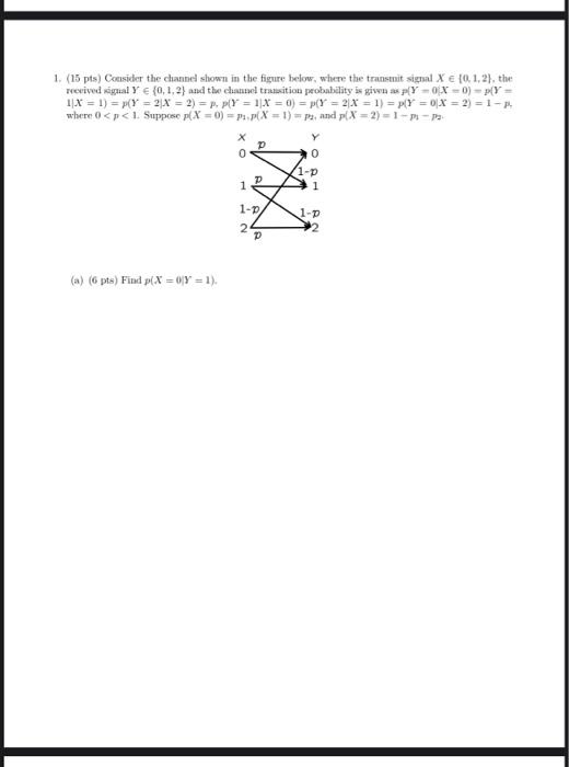 Solved 1. (15 pts) Consider the channel shown in the figure | Chegg.com