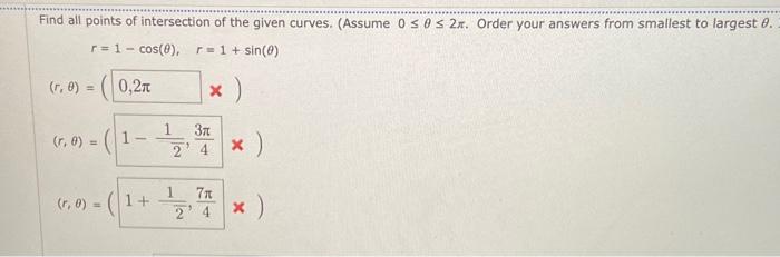 Solved Find all points of intersection of the given curve. | Chegg.com